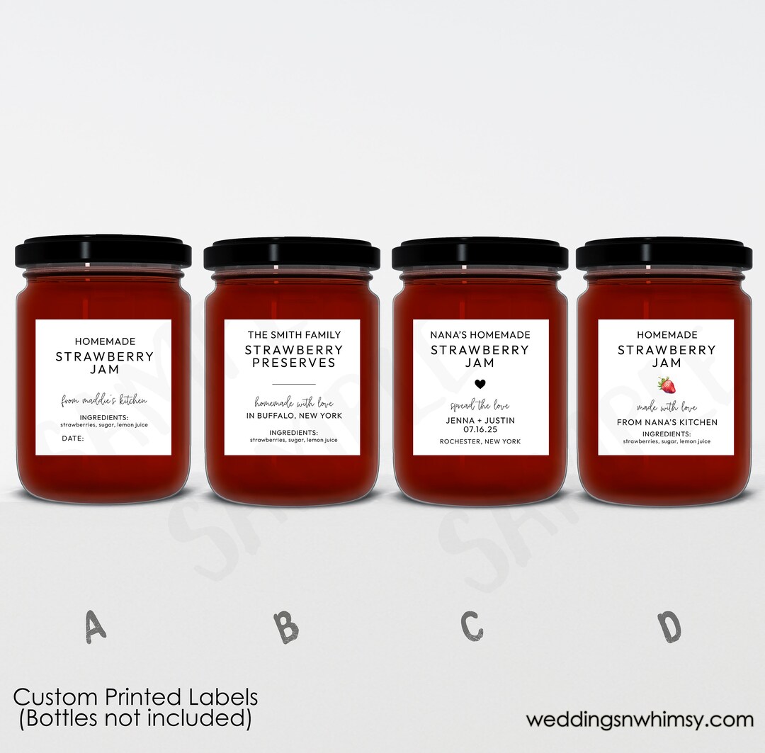 Custom Strawberry Jam Labels, Modern Printed Strawberry Preserves ...