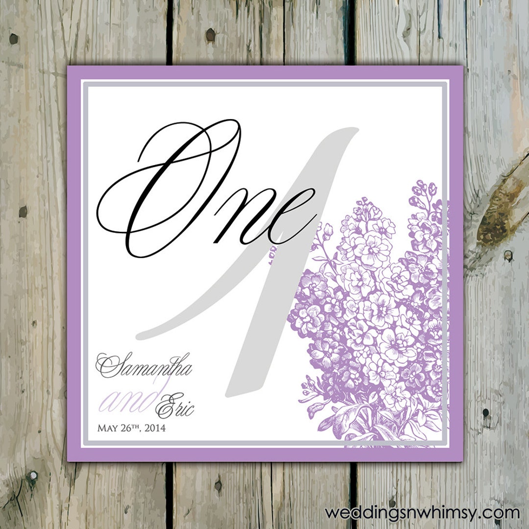 10 Custom Lilac Table Numbers - Personalized Lilac Wedding Table ...