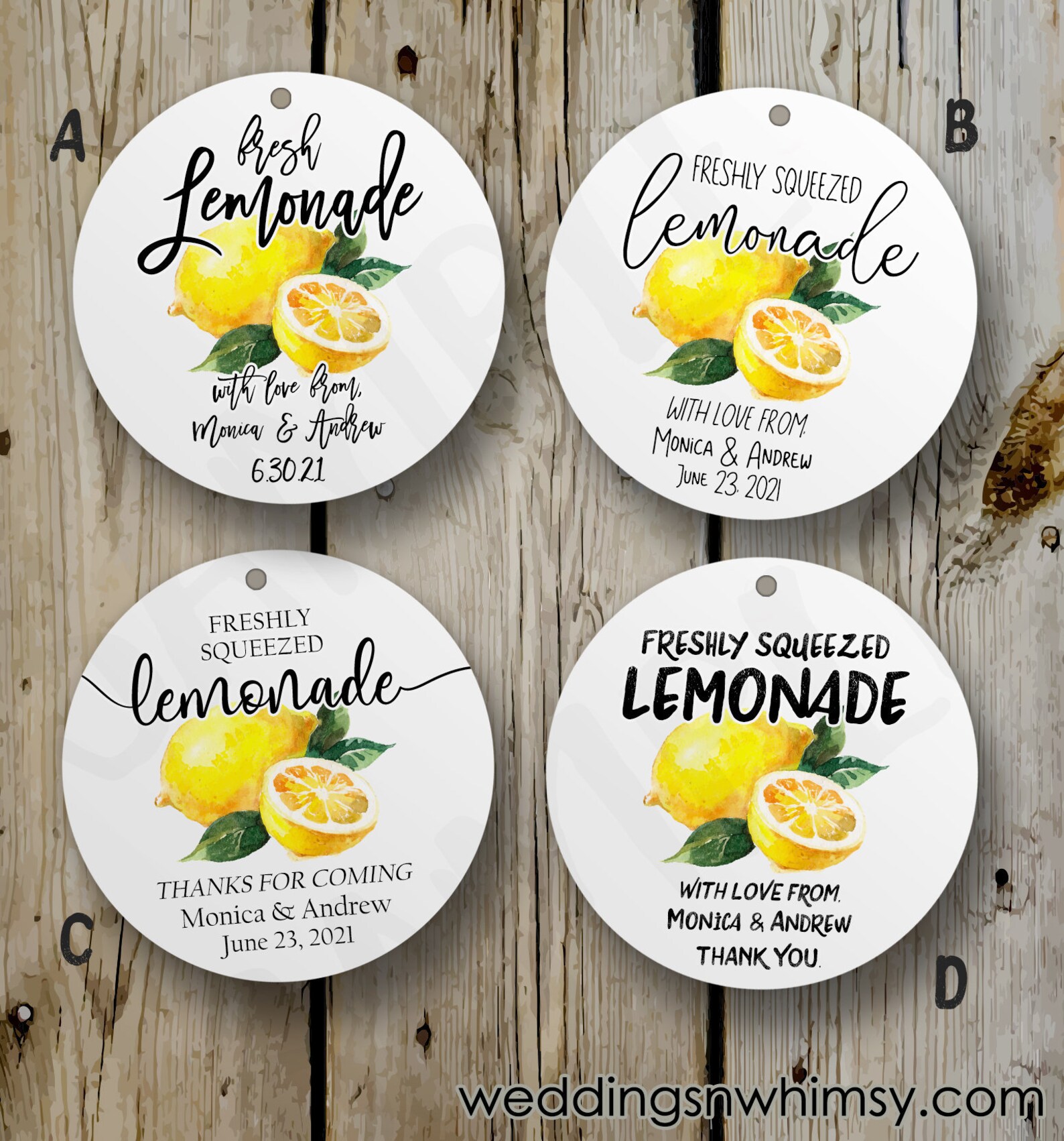 Custom Lemonade Favor Tags, Printed Lemonade Tags, Round Tag ...