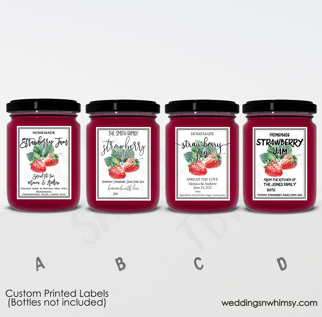 Custom Strawberry Jam Labels, Printed Strawberry Jam Stickers ...