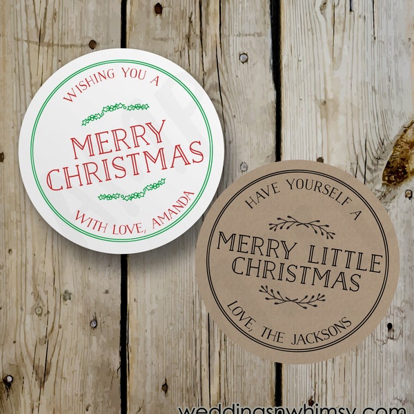 Christmas Round Personalized Stickers - Etsy
