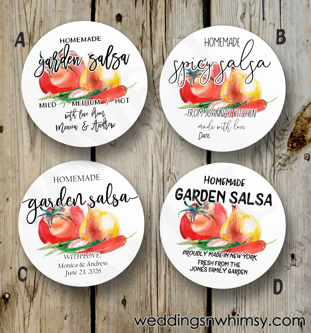 Custom Garden Salsa Labels, Printed Garden Salsa Stickers, Personalized ...