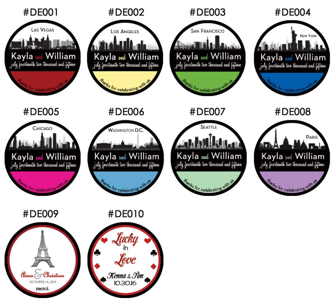 Round Wedding Labels / Las Vegas / Custom Favor Labels / Vegas Sticker ...