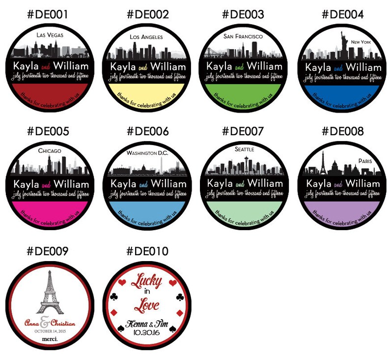 Round Wedding Labels / Las Vegas / Custom Favor Labels / Vegas Sticker ...