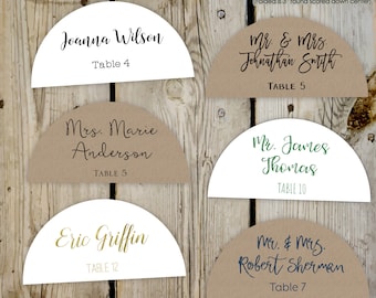 Escort Cards, Personalized Arch Place Cards, Half Circle Printed Custom ...