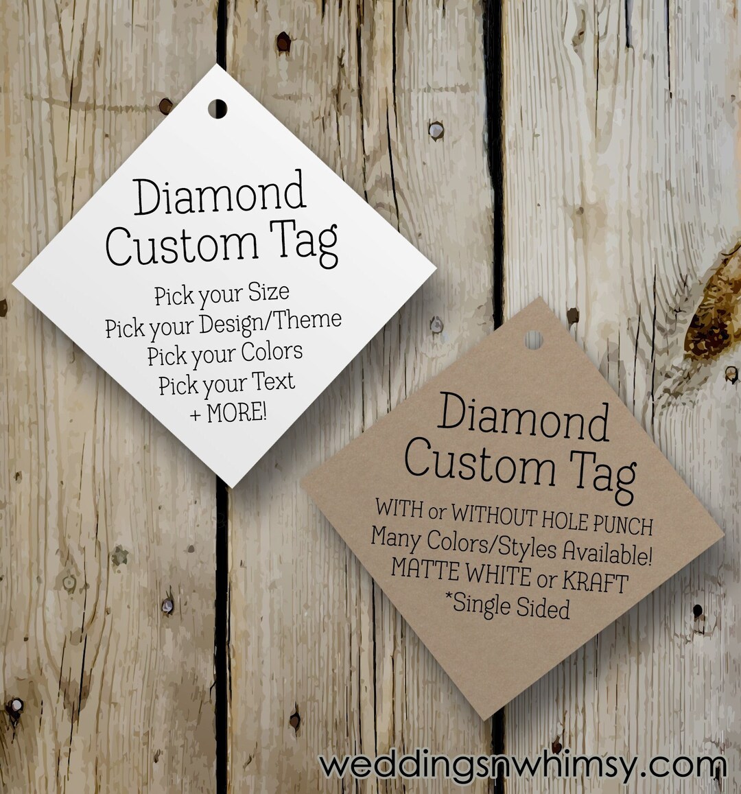 Custom Tags, Diamond Tags, Printed Tags, Personalized Tags, Custom Hang ...