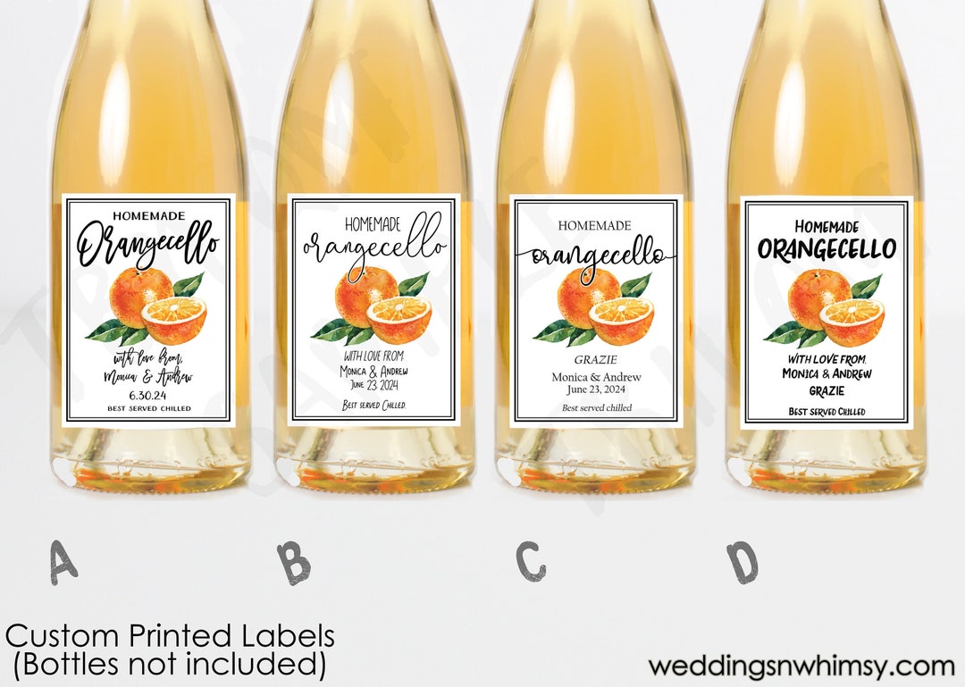 Custom Orangecello Labels, Printed Orangecello Stickers, Personalized ...