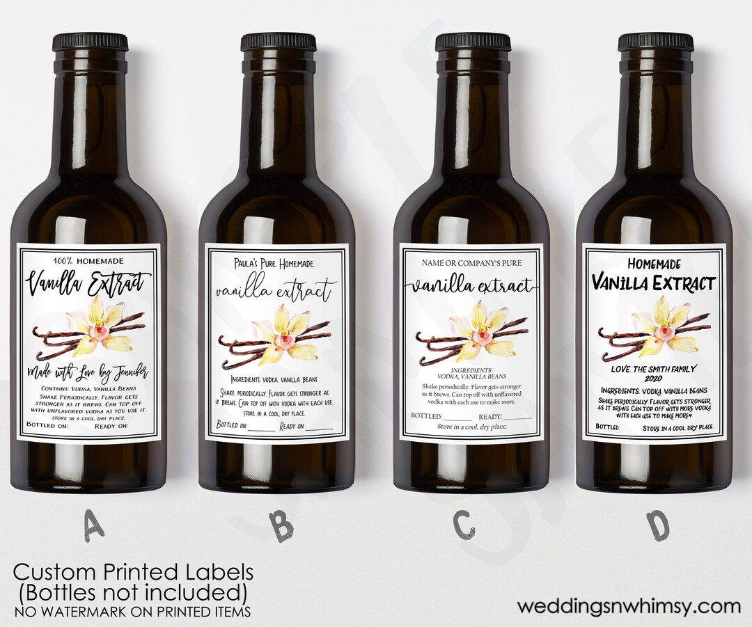 Custom Vanilla Extract Labels, Printed Vanilla Extract Stickers ...