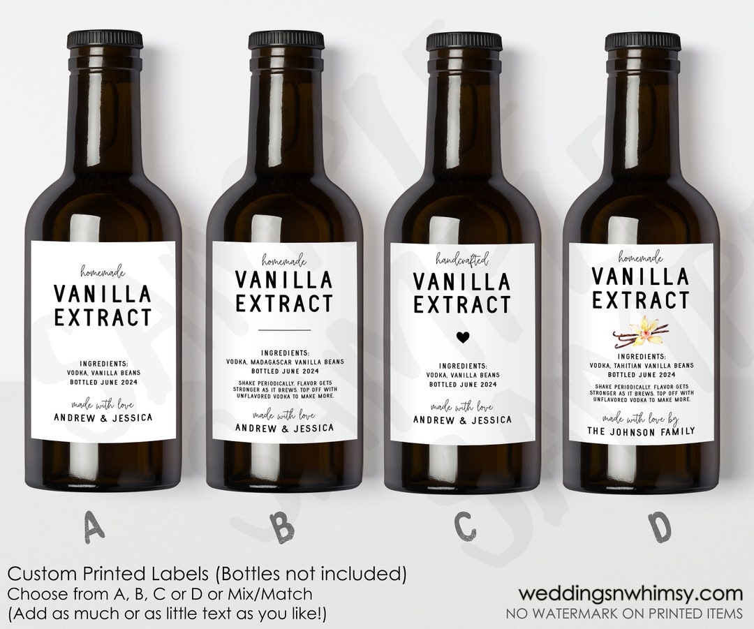 Custom Vanilla Extract Labels, Modern Printed Vanilla Extract Stickers ...