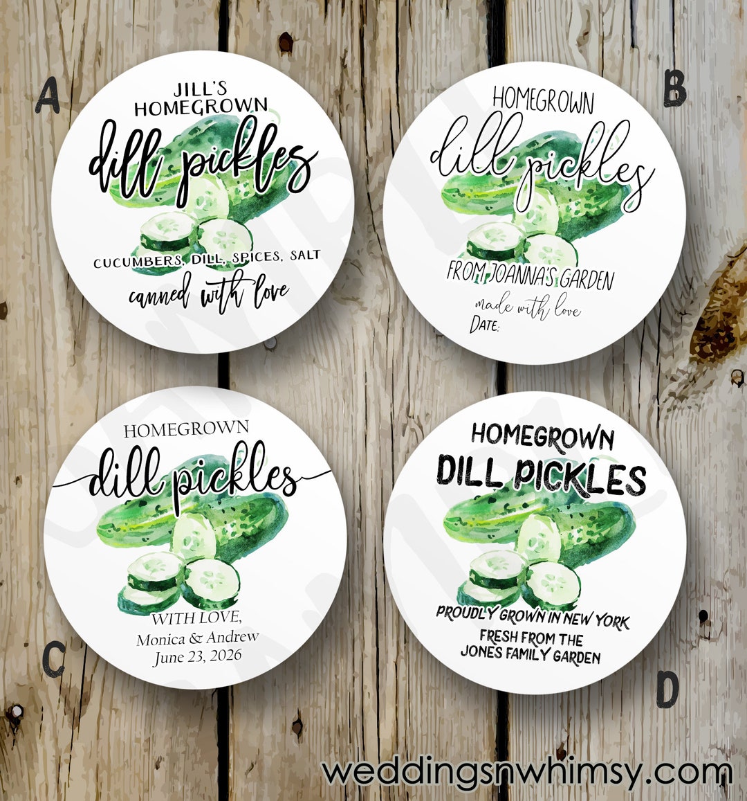 Custom Dill Pickles Labels, Printed Dill Pickle Stickers, Personalized ...