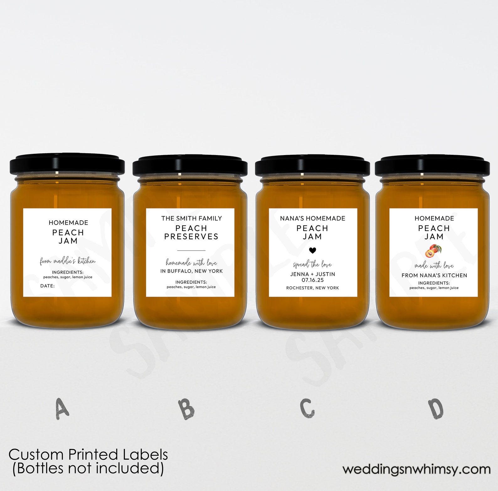Custom Peach Jam Labels, Modern Printed Peach Preserves Stickers ...