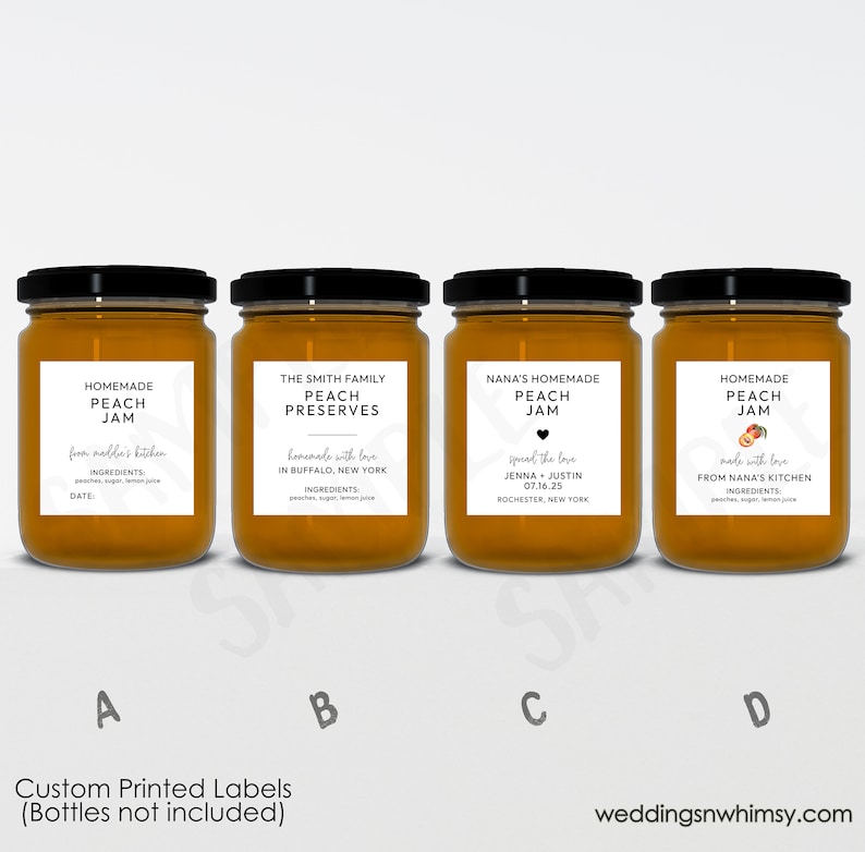 Custom Peach Jam Labels, Modern Printed Peach Preserves Stickers ...