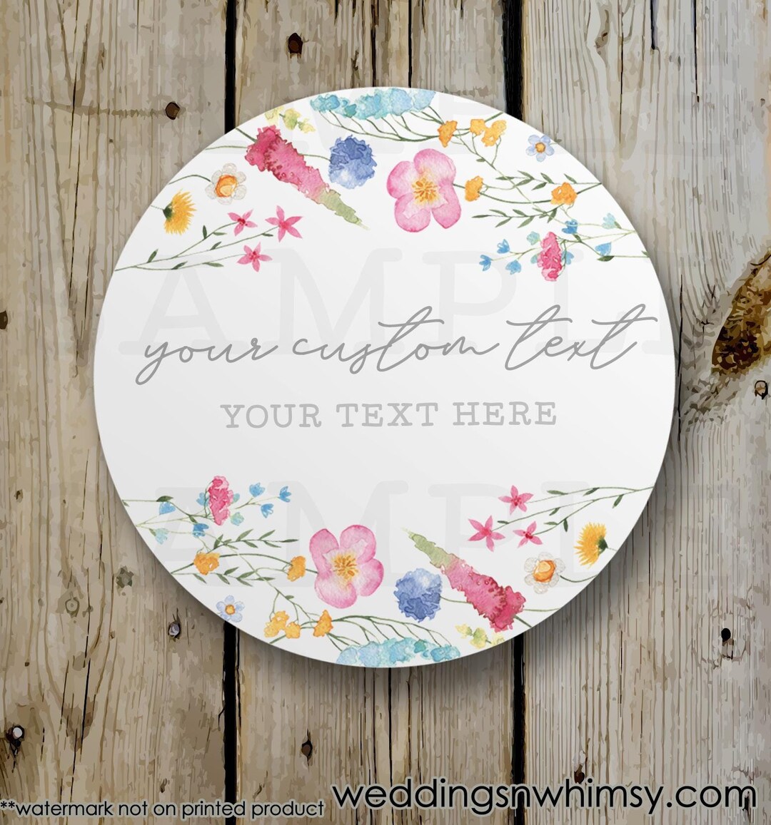 Custom Floral Stickers / Labels, Personalized Round Printed Flower ...