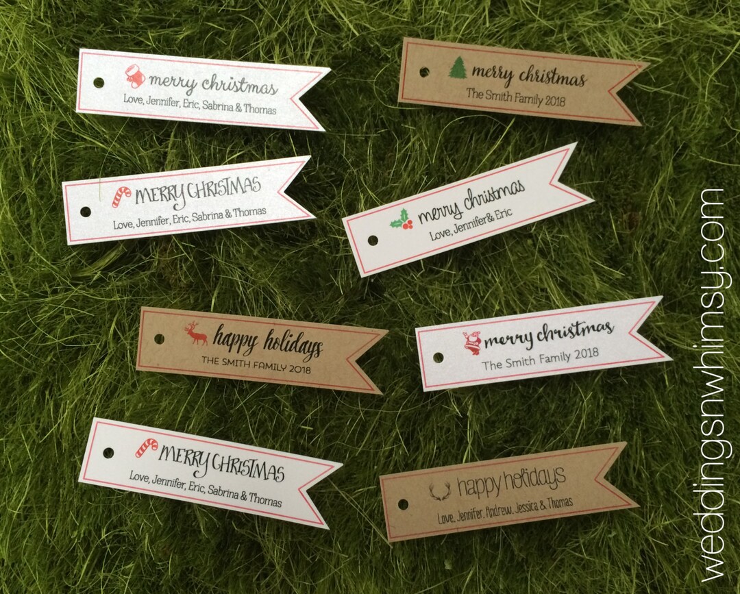 Merry Christmas Tags - 30 Small Pennant Custom Christmas Gift Tags ...