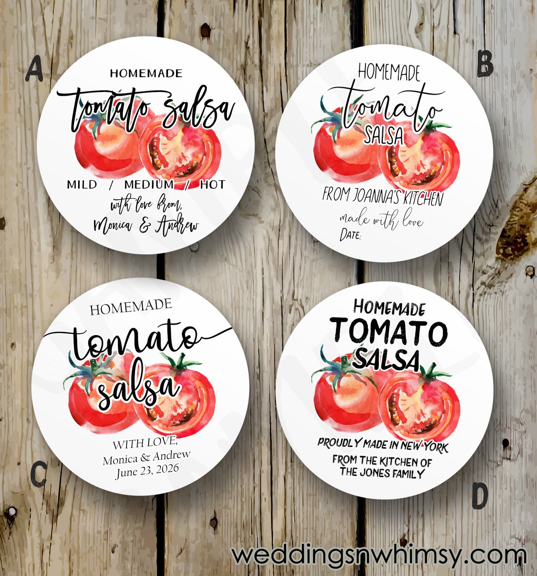 Custom Tomato Salsa Labels, Printed Tomato Salsa Stickers, Personalized ...