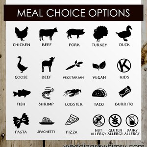 Personalized Place Card Tags + Meal Choice, Printed Custom Seating Hang ...