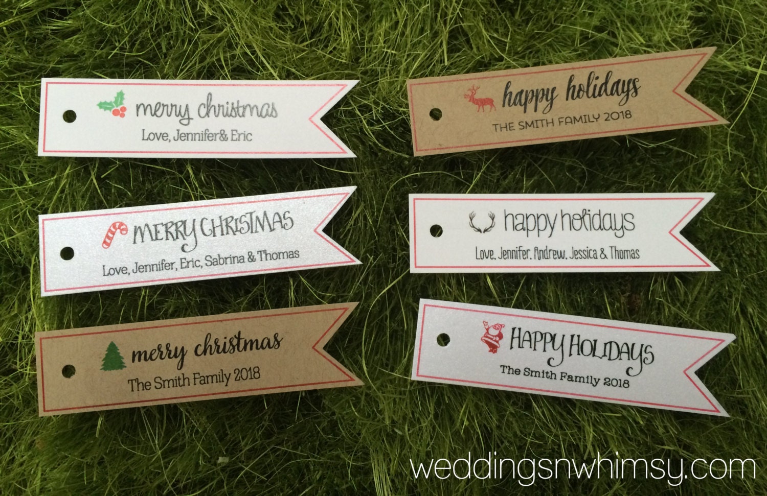 Merry Christmas Tags 30 Small Pennant Custom Christmas Gift - Etsy