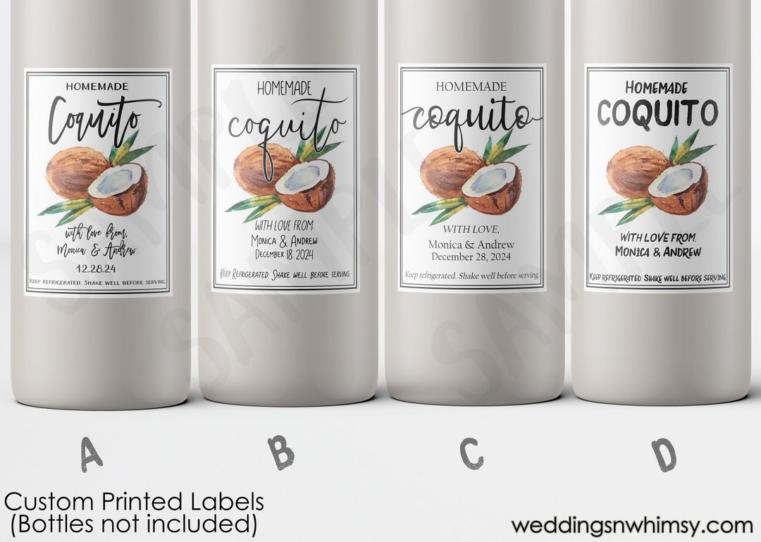 Custom Coquito Labels, Printed Coquito Stickers, Personalized Coquito ...