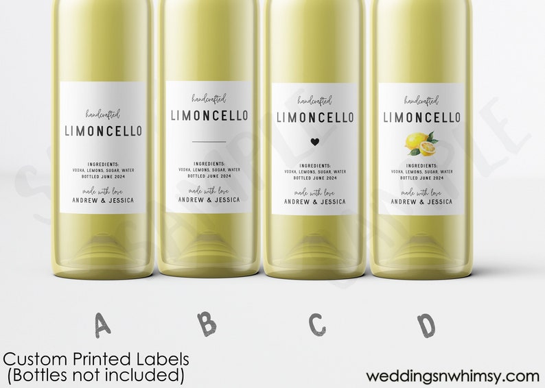Custom Limoncello Labels Printed Lemoncello Stickers - Etsy