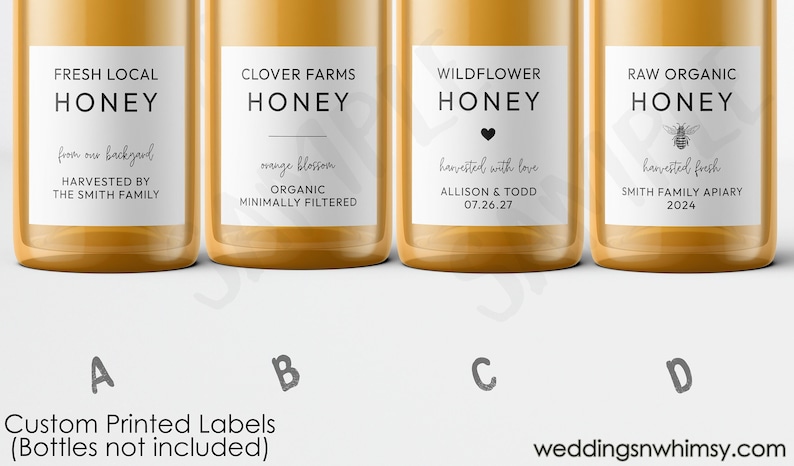 Custom Honey Labels, Modern Printed Honey Stickers, Personalized ...