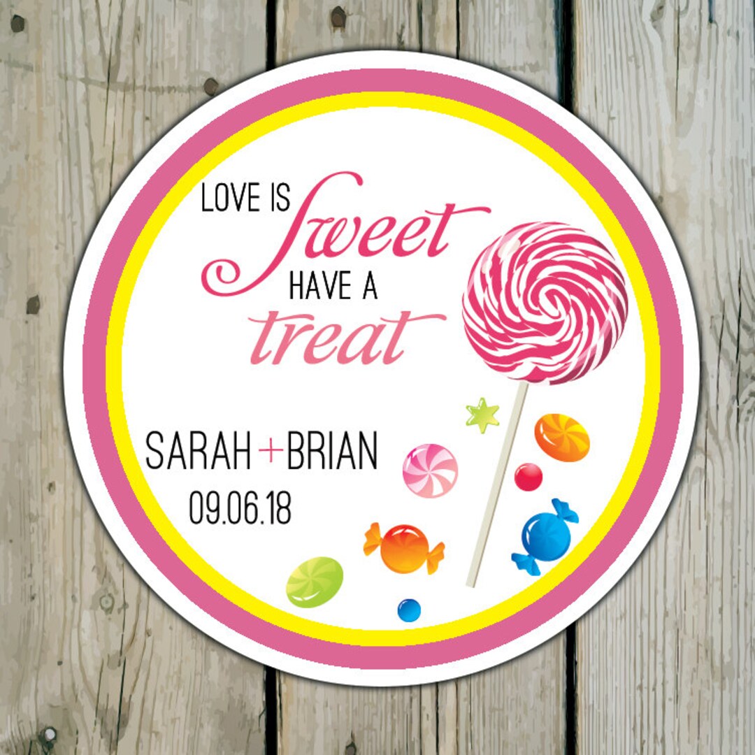 Round Custom Candy Favor Labels / Stickers - Lollipop & Candy ...