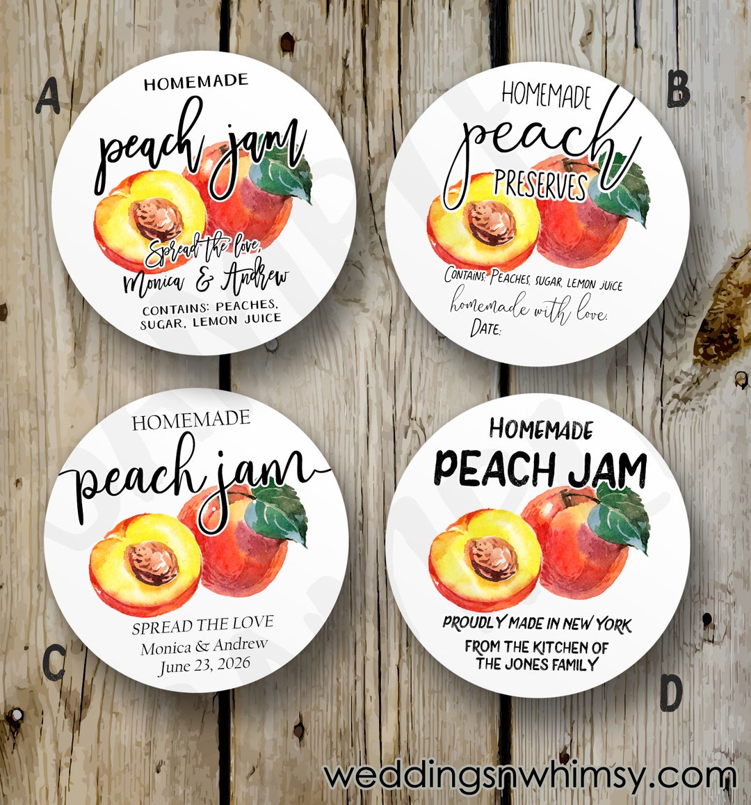 Custom Peach Jam Labels, Printed Peach Jam Stickers, Personalized ...