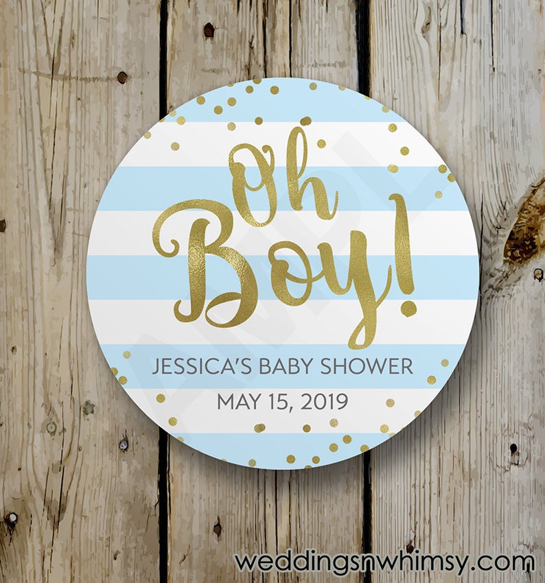 Oh Boy Sticker, Baby Shower Sticker / Label, Personalized, Custom Boy ...