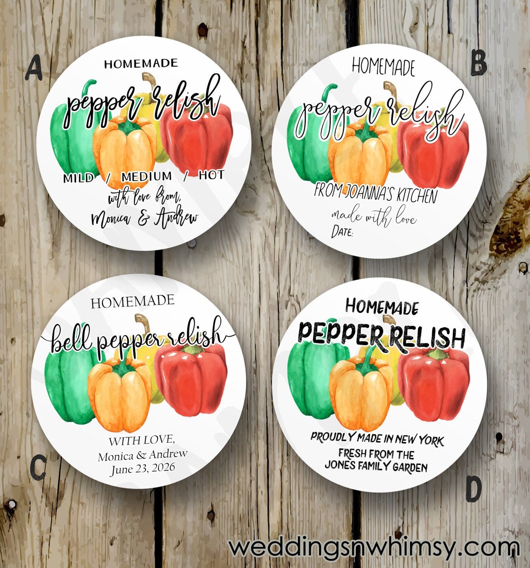 Custom Bell Pepper Relish Labels, Printed Relish Stickers, Personalized ...