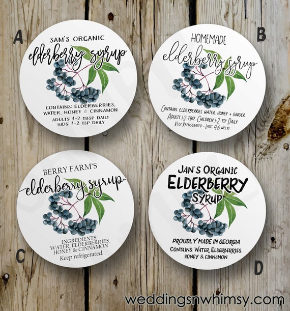 Custom Elderberry Syrup Labels Printed Elderberry Syrup | Etsy