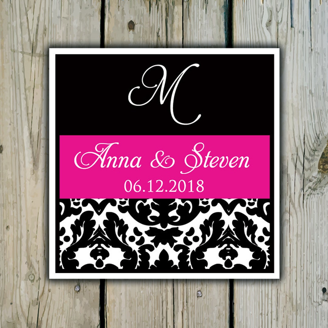 Damask Favor Labels / Damask Stickers - Square Custom Damask Wedding ...