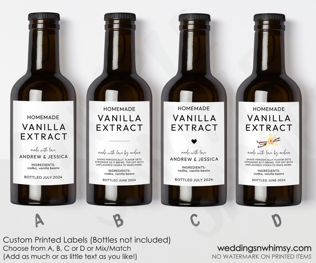 Custom Vanilla Extract Labels, Modern Printed Vanilla Extract Stickers ...