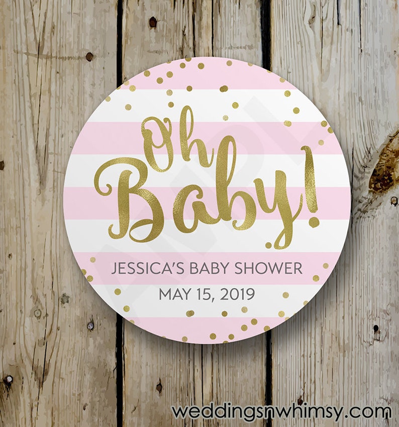 Oh Baby Sticker, Baby Shower Sticker / Label, Personalized, Custom Girl ...
