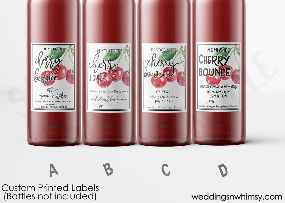 Custom Cherry Bounce Labels, Printed Cherry Liqueur Stickers ...