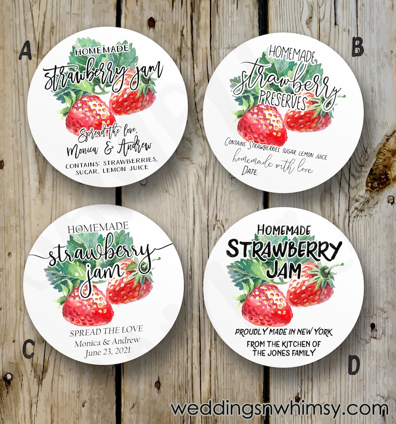 Custom Strawberry Jam Labels, Printed Strawberry Jam Stickers ...