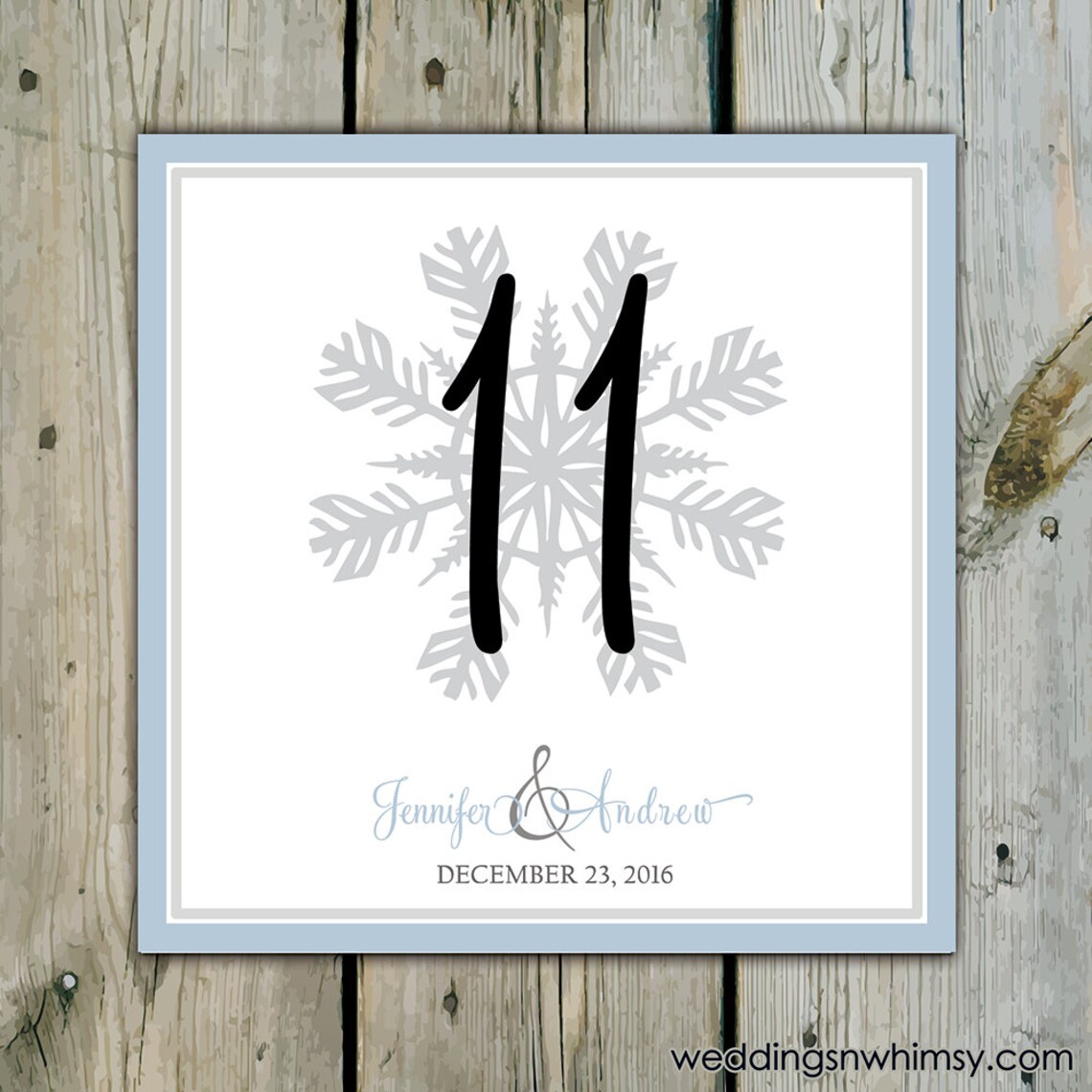 10 Custom Winter Snowflake Table Numbers - Personalized Winter Wedding ...