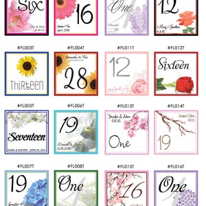 10 Custom Sunflower Table Numbers - Personalized Table Numbers ...