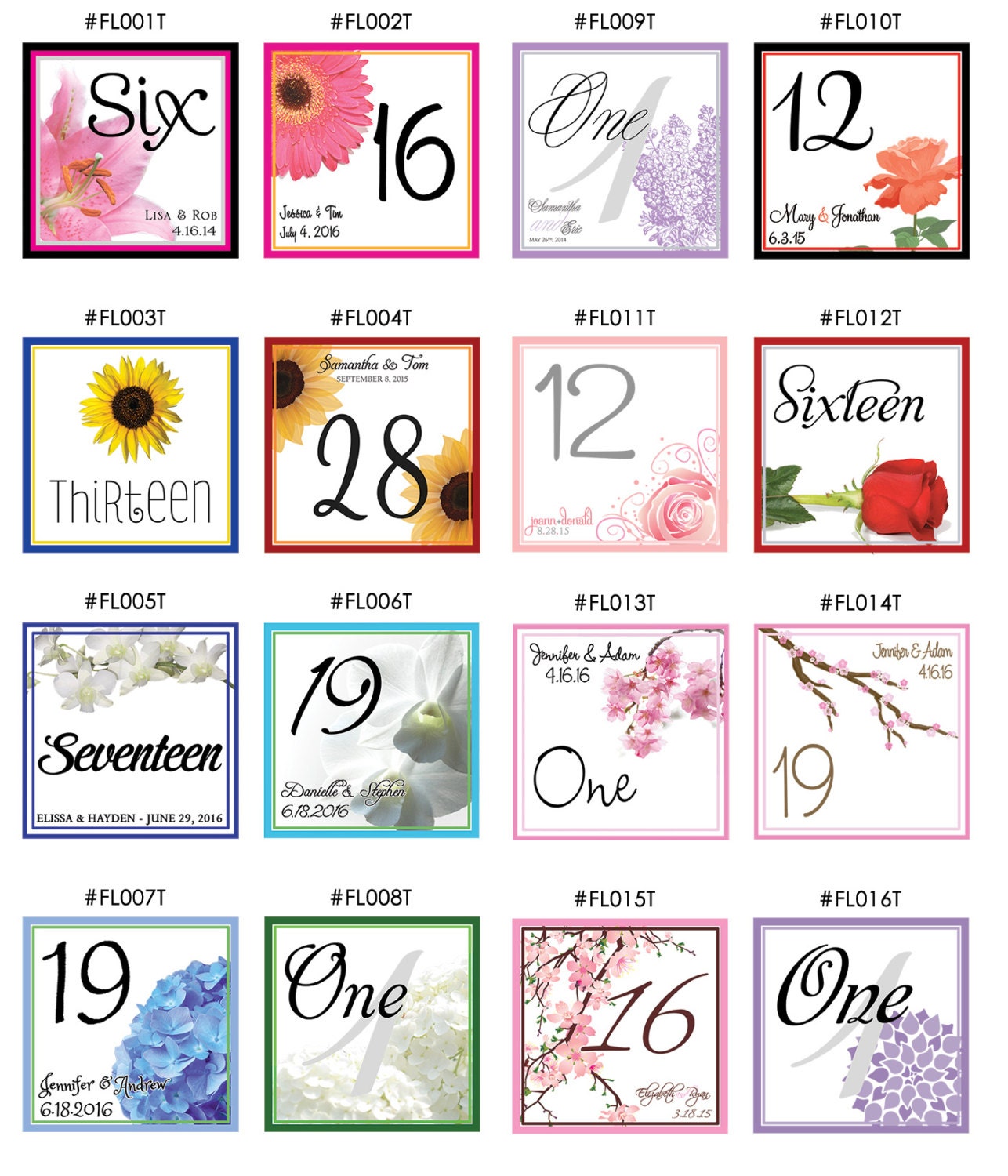 10 Custom Sunflower Table Numbers - Personalized Table Numbers ...