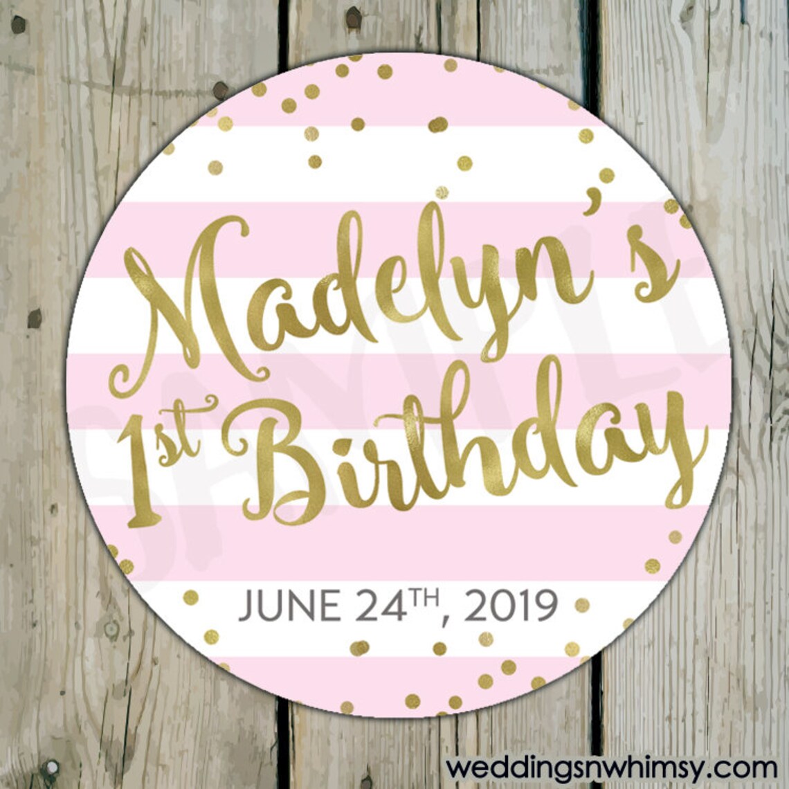 First Birthday Favor Stickers Custom 1st Birthday Sticker / - Etsy