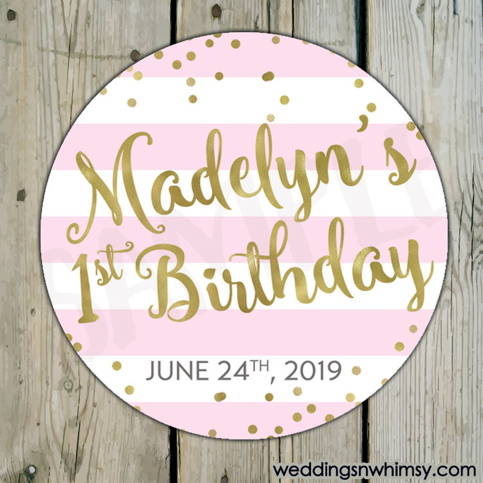 First Birthday Favor Stickers Custom 1st Birthday Sticker / - Etsy