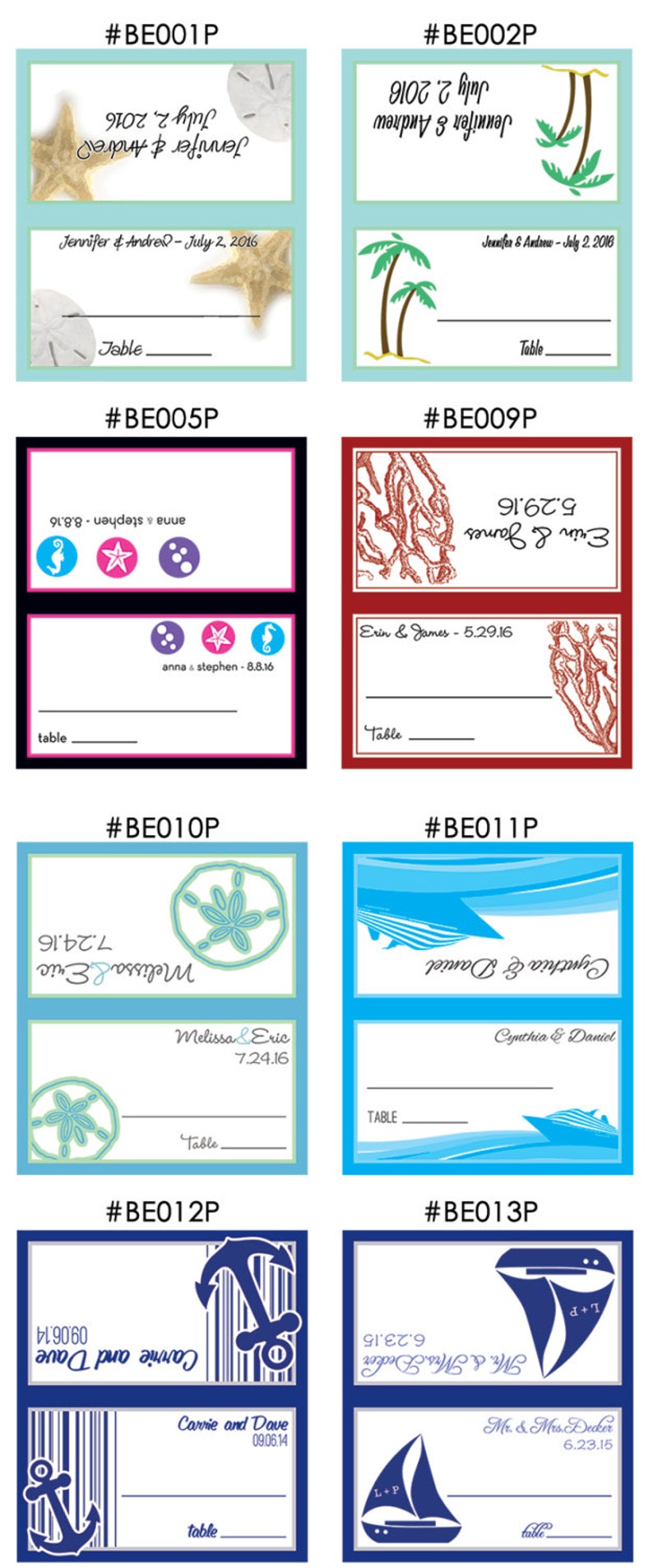 30 Custom Beach Place Cards / Beach Escort Cards - Personalized Beach ...