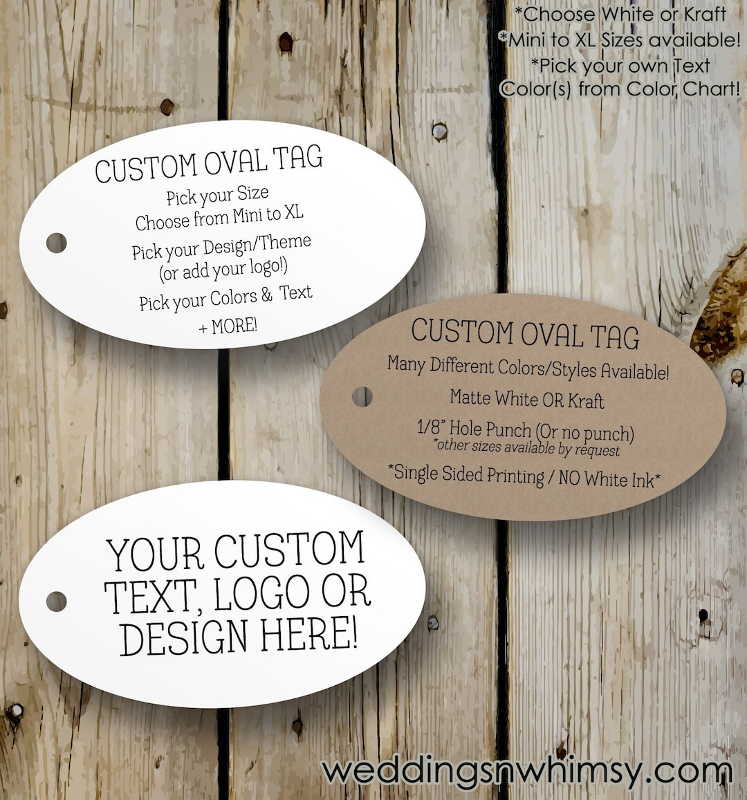Custom Oval Tags, Personalized Tags, Printed Custom Hang Tags, Product ...