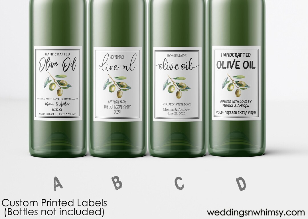 Custom Olive Oil Labels, Printed Olive Oil Stickers, Personalized ...