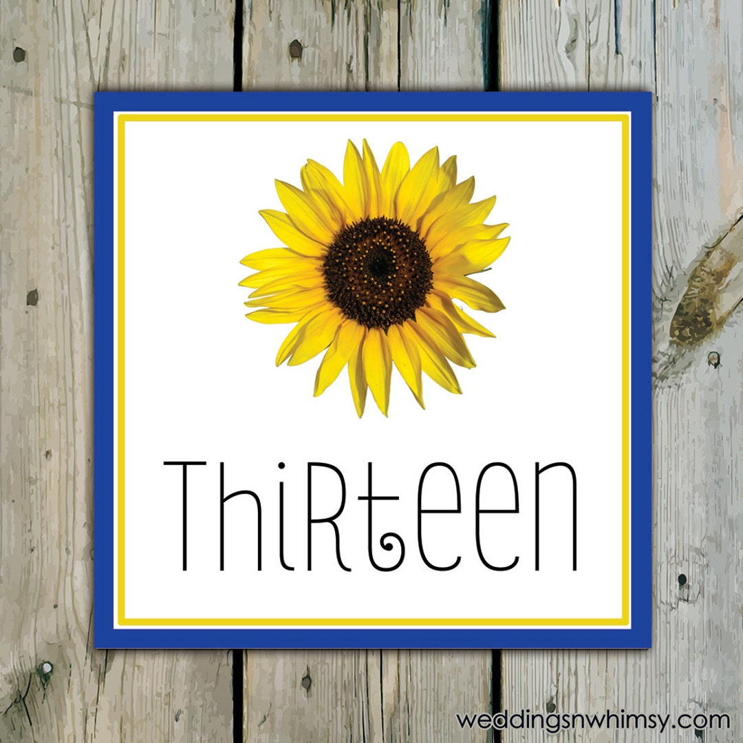 10 Custom Sunflower Table Numbers - Personalized Table Numbers ...