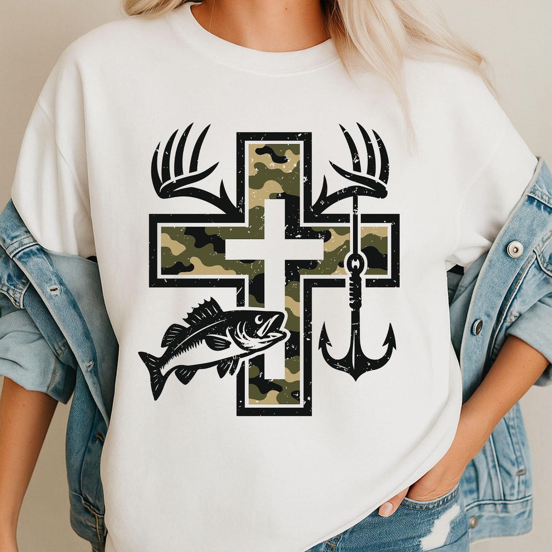Christian Hunting Fishing Camo Cross PNG – Faith Outdoorsman Design ...