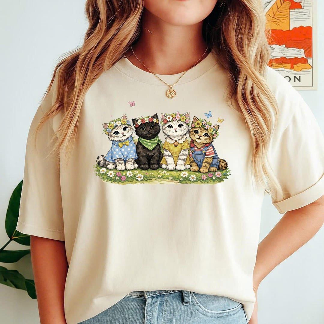 Cute Flower Crown Cats Png-spring Kitten Illustration-floral Cat ...