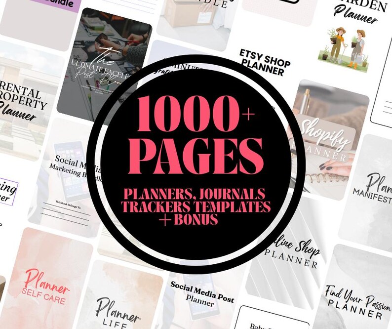 1000+ Pages All-in-one Canva Template Bundle | Planners, Journals ...