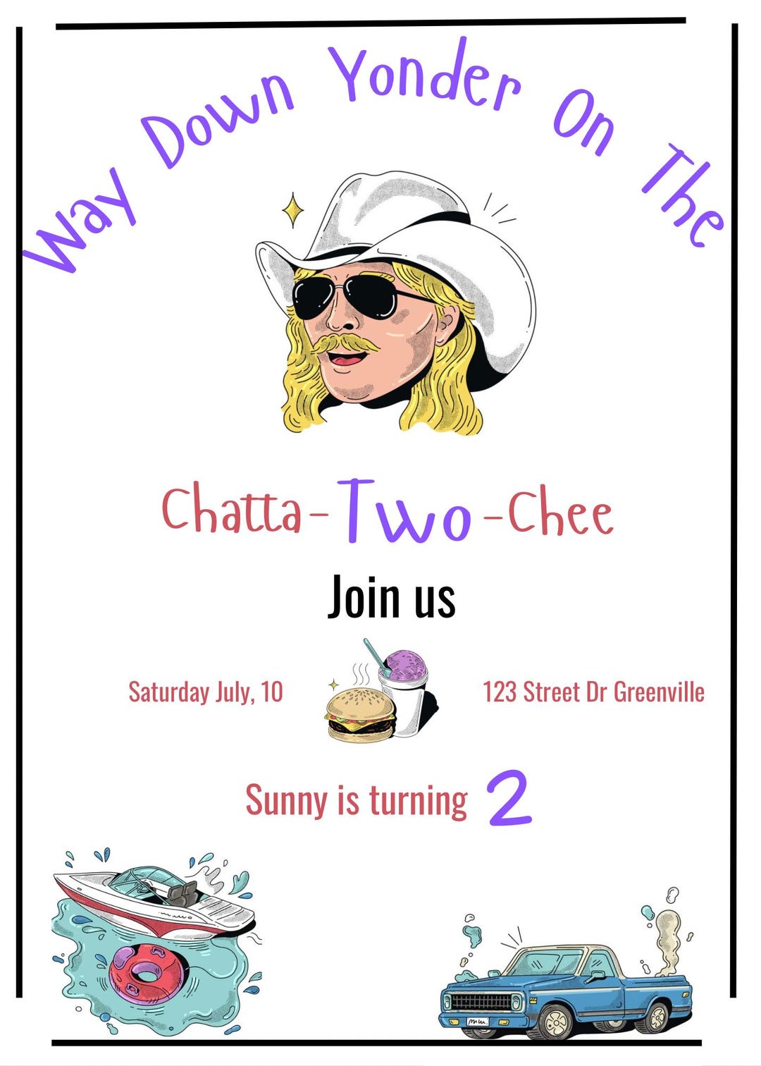 Chatta-two-chee Brithday Template - Etsy