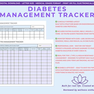 Diabetes Glucose Tracker PDF | Printable Blood Sugar Log | A1c and ...