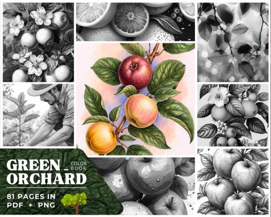 Green Orchard Coloring Book Printable | Fun Orchard & Fruit Tree ...