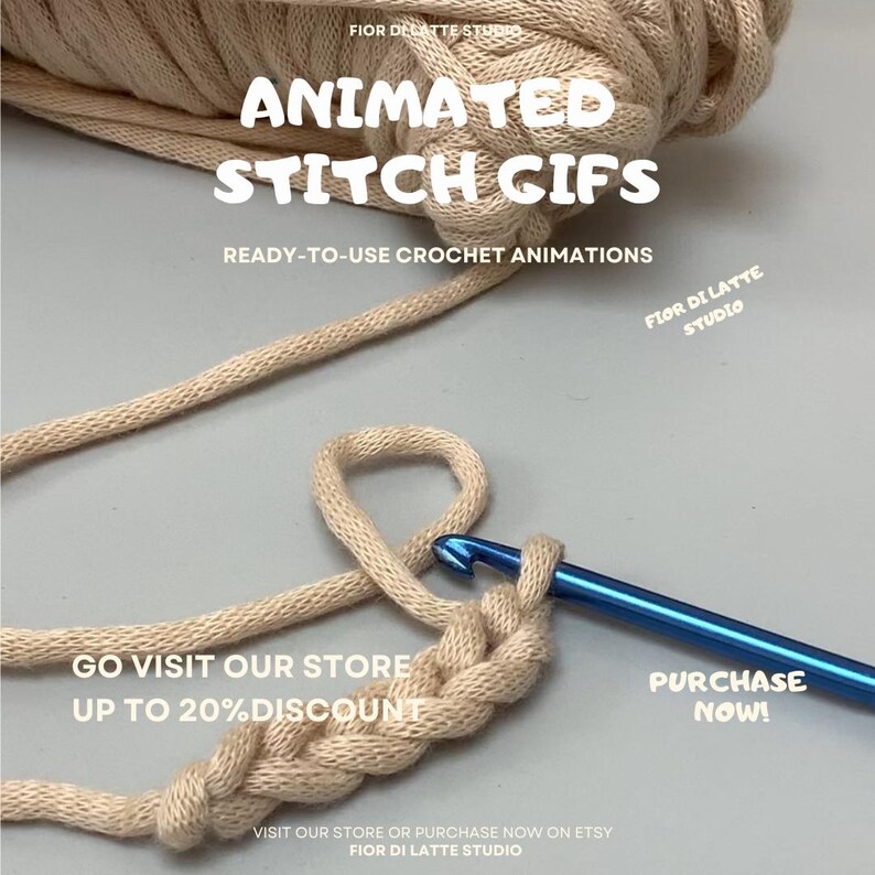 Crochet Stitch Gifs + Canva Template | Animated Crochet Stitches for ...